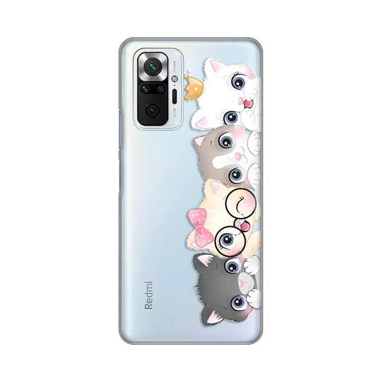 Silikonska maska za Xiaomi Redmi Note 10 Pro/10 Pro Max Cats Print Skin providna