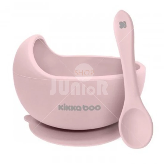 KikkaBoo silikonska činija sa kašičicom Yummy Pink