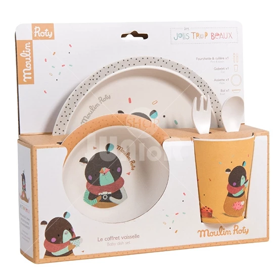 Moulin Roty Set za jelo Jolis Trop Beaux, Žuti