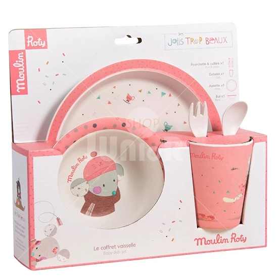 Moulin Roty Set za jelo Jolis Trop Beaux, Roze