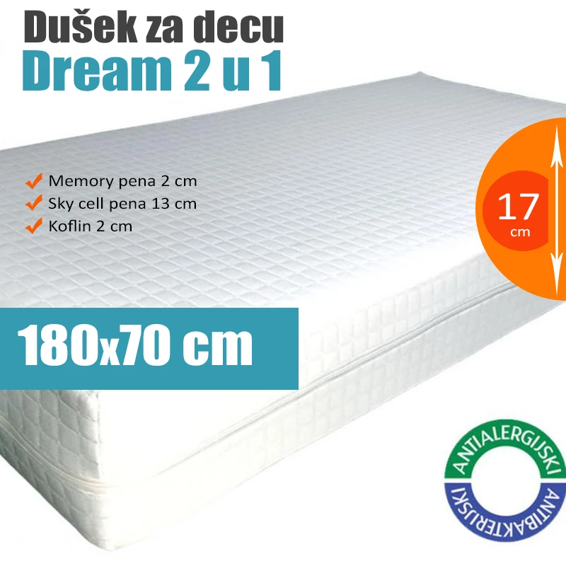 Dušek za decu Dream 2u1 - 180x70x17 cm