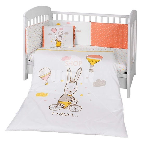 Kikka Boo Posteljina sa ogradicom 6 delova 60/120 cm Rabbits in Love