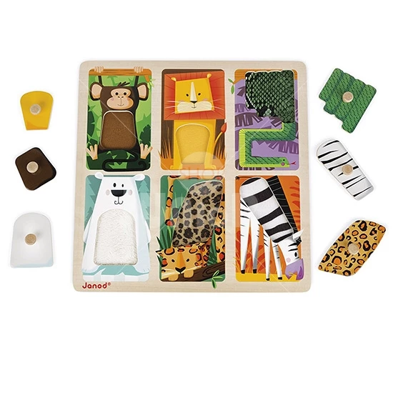 Janod Drvene Puzzle sa teksturom Životinje iz zoološkog vrta/ J07081