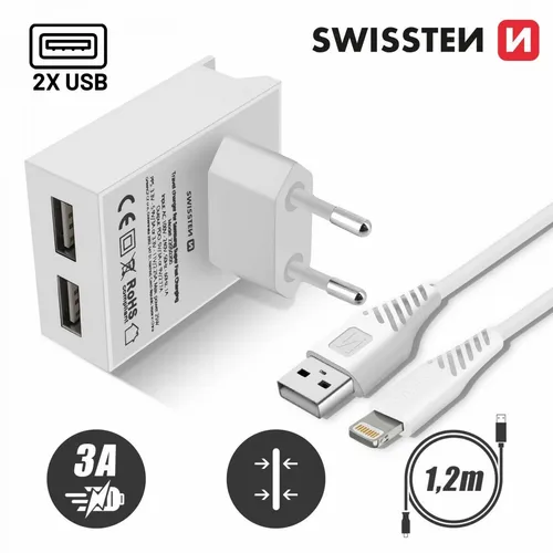 SWISSTEN Kucni Punjac 3A 2xUSB lightning (Apple/Iphone)