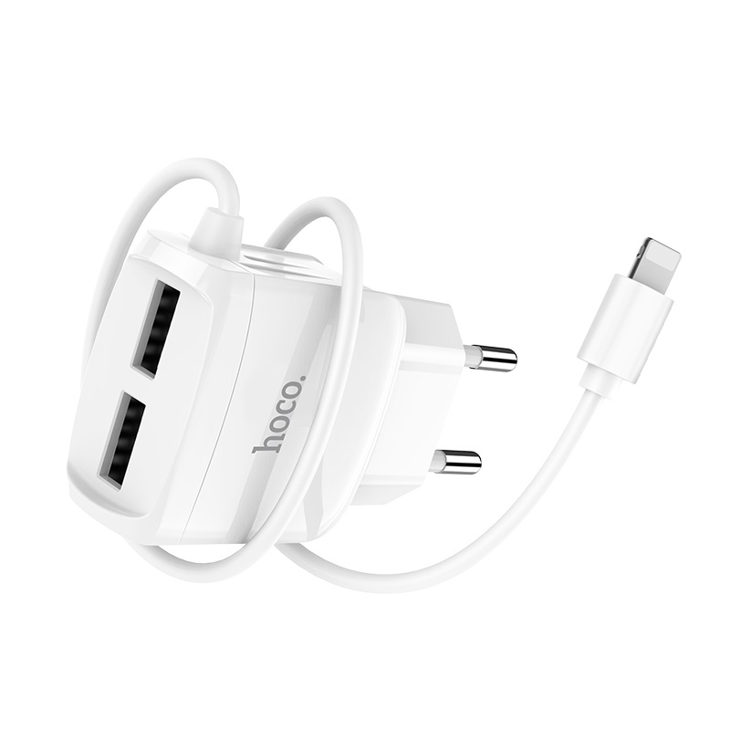 HOCO Kućni punjač Mega Joy C59A 2xUSB lightning White/Beli