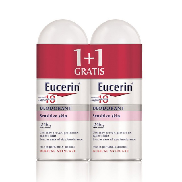 EUCERIN DEZODORANS ZA OSETLJIVU KOŽU ROLL-ON 50ML 1+1