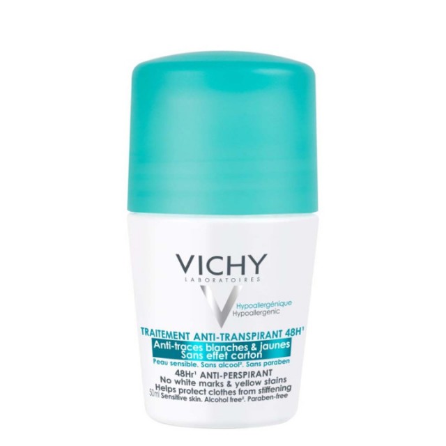 VICHY DEODORANT ROLL-ON DEZODORANS ZA REGULACIJU PREKOMERNOG ZNOJENJA DO 48H BEZ BELIH TRAGOVA I ŽUTIH FLEKA 50ML