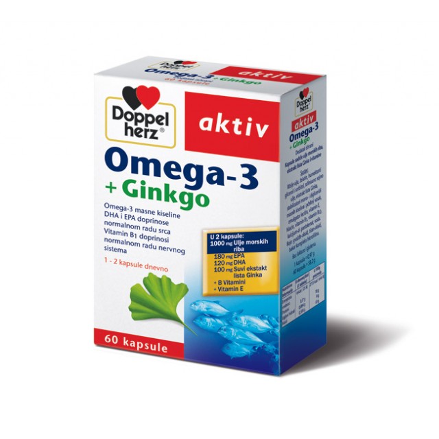 DOPPELHERZ OMEGA-3 + GINKO KAPSULE A60