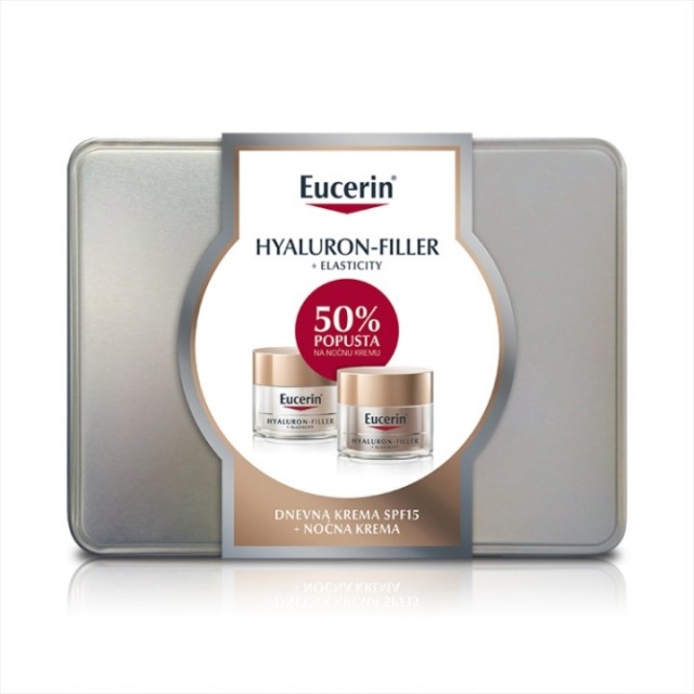 EUCERIN HYALURON FILLER + ELASTICITY KOMPLET DNEVNA KREMA SPF15 50ML+ NOĆNA KREMA 50ML