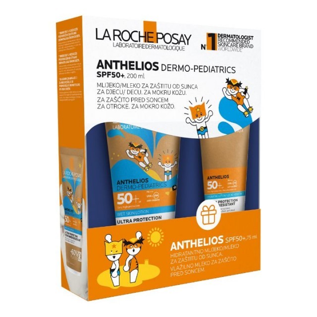 LA ROCHE-POSAY ANTHELIOS PROMO DP WET SKIN LOSION ZA ZAŠTITU OD SUNCA ZA MOKRU ILI SUVU KOŽU ZA DECU SPF50+ 200ML + LA ROCHE-POSAY ANTHELIOS EKOLOŠKI ODGOVORAN HIDRATANTNI LOSION ZA ZAŠTITU OD SUN...