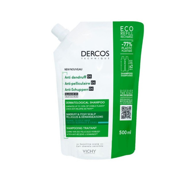 VICHY DERCOS ANTI-DANDRUFF ŠAMPON PROTIV PERUTI ZA NORMALNU DO MASNU KOSU 500 ML REFILL