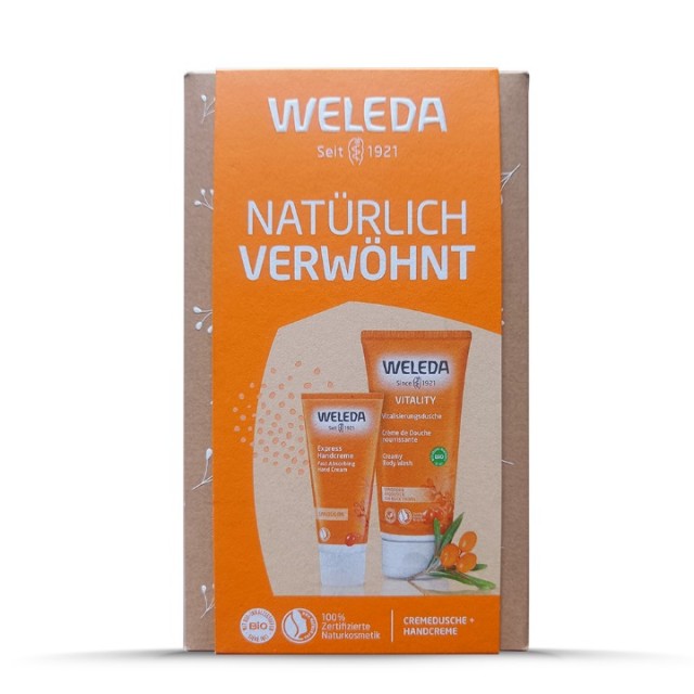 WELEDA PROMO SET GEL ZA TUŠIRANJE PASJI TRN + KREMA ZA RUKE PASJI TRN 50ML GRATIS