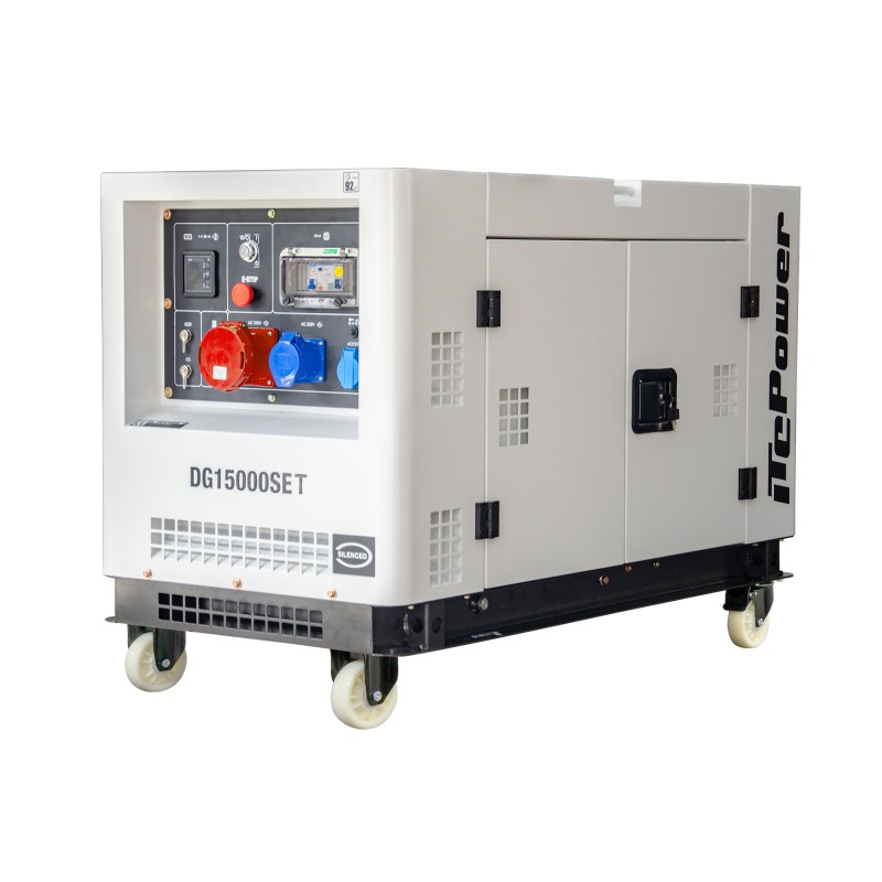 ITCPower izolovani vazdušno hlađ. dizel agregat DG15000SET, 12kW, 400V / 230V ima mogucnost za ATS