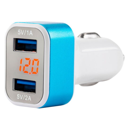 Punjač mobilnog adapter upaljača sa 2 USB ulaza i voltmetar 12/24V – Amio 01028