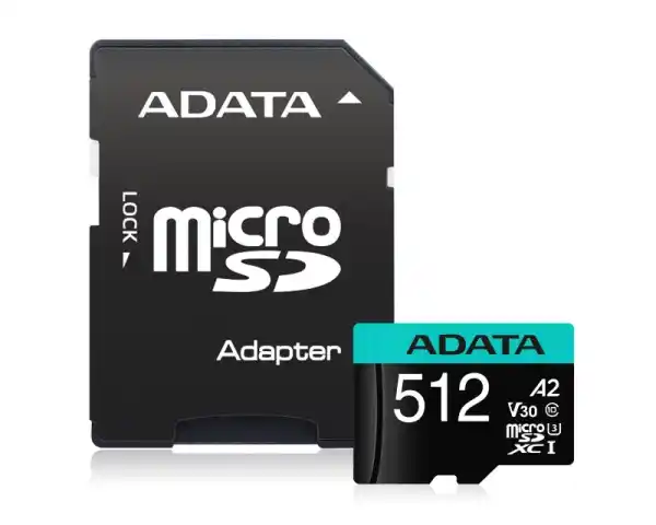 A-DATA UHS-I U3 MicroSDXC 512GB V30S class 10 + adapter AUSDX512GUI3V30SA2-RA1