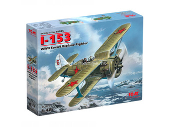 ICM Model Kit Aircraft - I-153 "Chaika" WWII Soviet Biplane Fighter Polikarpov 1:48 ( 060919 )