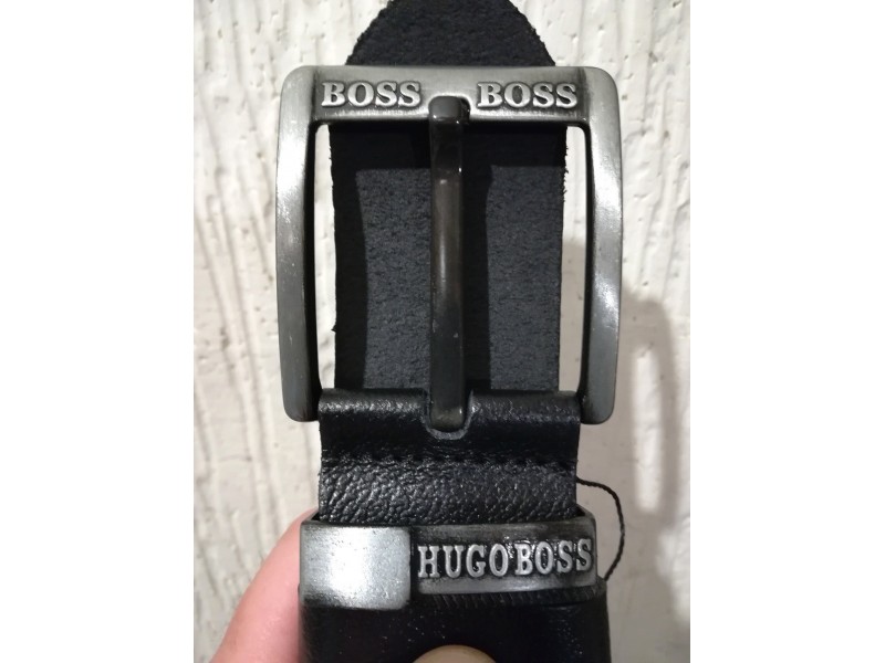 Novi muski kozni markirani kais Hugo Boss Crna koza