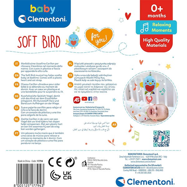 Clementoni Baby meka ptičica CL17794