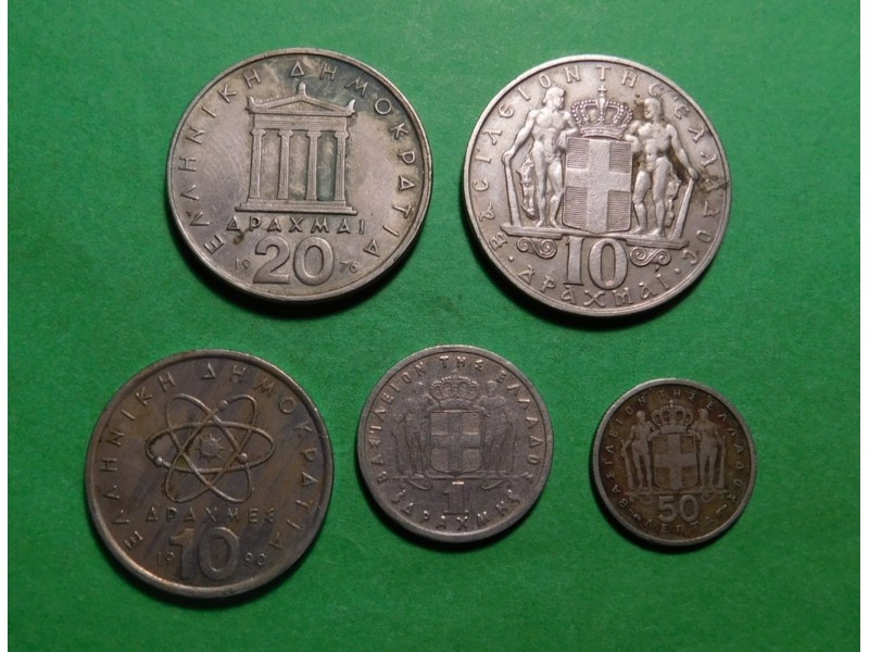 Grcka - lot od 5 kovanica