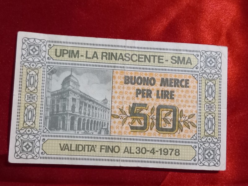 Kupon za robu 50 lira Italija važi do 30.4.1978.godine