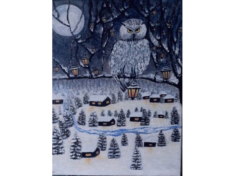 Mystical Snowy Owl, oil on canvas, 35x45