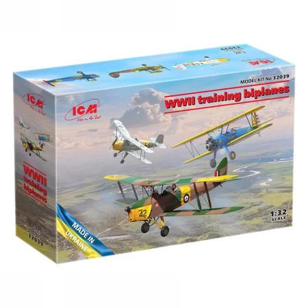 ICM Model Kit Aircraft - WWII Training Biplanes (Bücker Bü 131D, DH.82A Tiger Moth, Stearman PT-17) 1:32 ( 060951 )