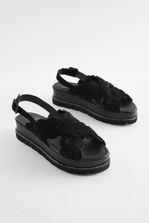 Forever Comfort® Leather Cross-Over Flatform Sandals