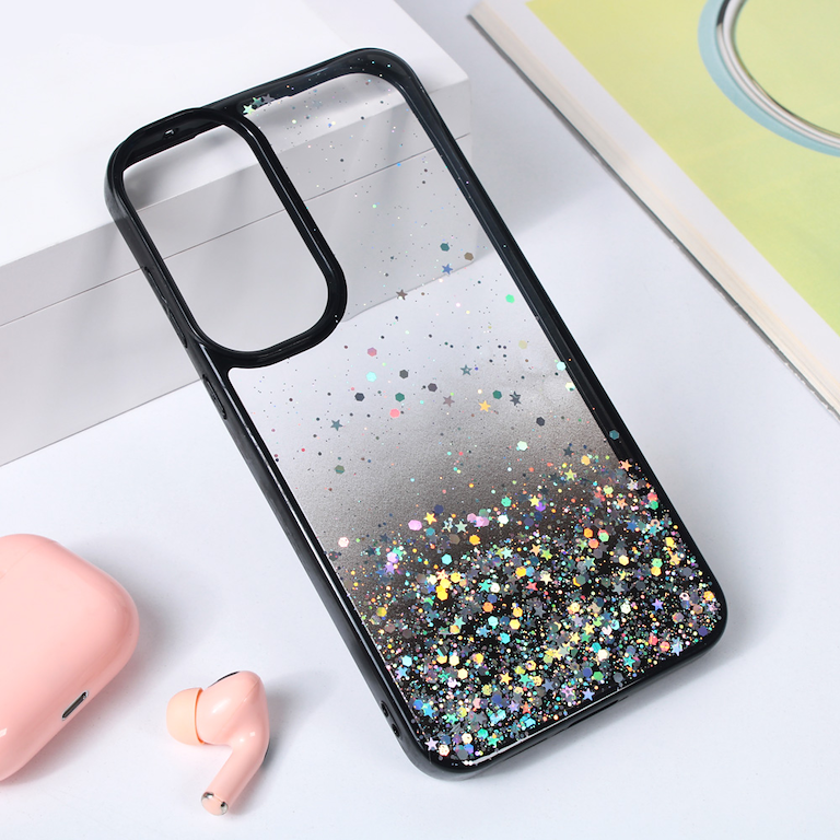 Futrola Frame Glitter za Samsung A556 Galaxy A55 5G crna