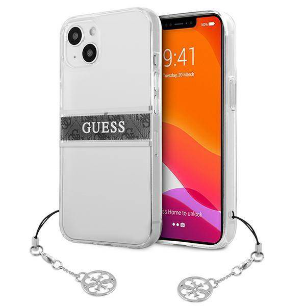 Futrola Guess 4G Stripe Charm za iPhone 13 siva (GUHCP13MKB4GGR)
