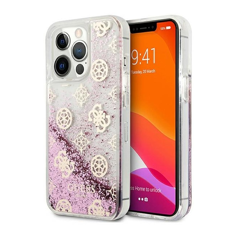 Futrola Guess Hc Liquid Glitter Peony za iPhone 13 Pro Max 6.7 roze (GUHCP13XLGPEPI)