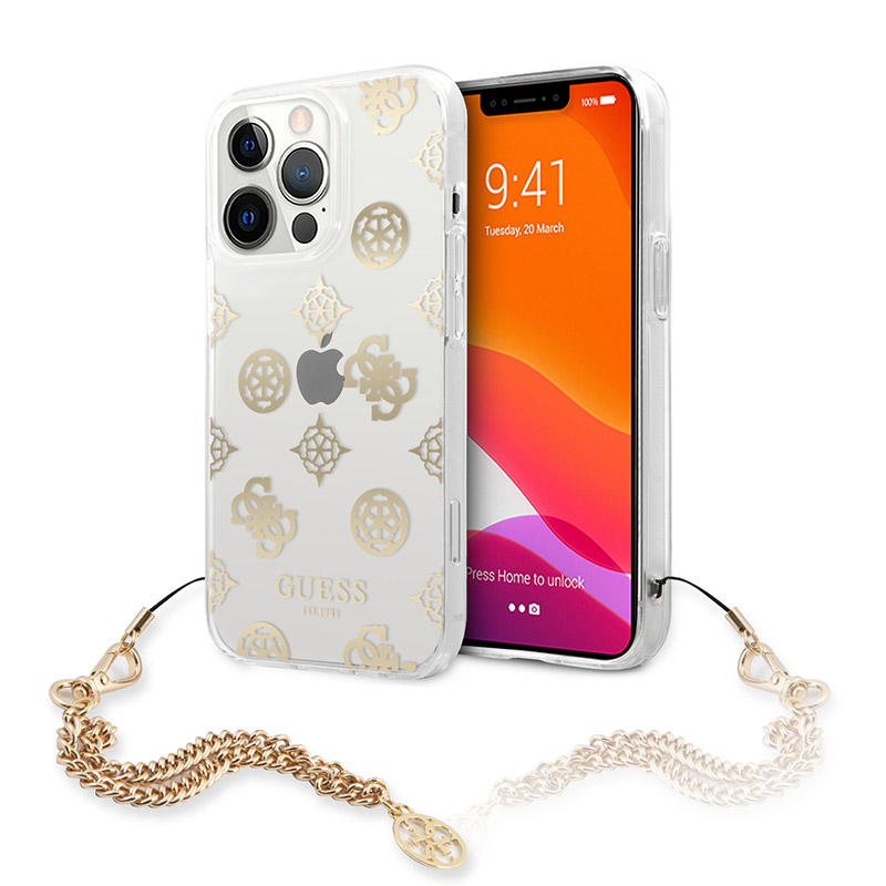 Futrola Guess Hc Pc Chain Handle Peony za iPhone 13 Pro zlatna (GUHCP13LKSPEGO)