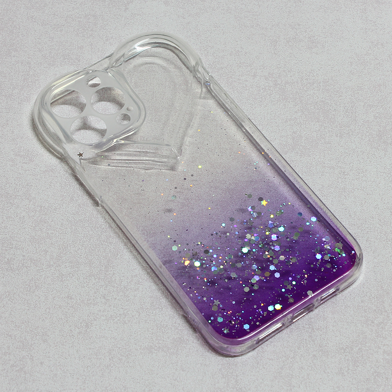 Futrola Heart Glitter za iPhone 13 Pro Max 6.7 ljubicasta