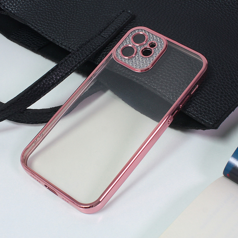 Futrola Silikon Camera Diamond iPhone 12 6.1 roze