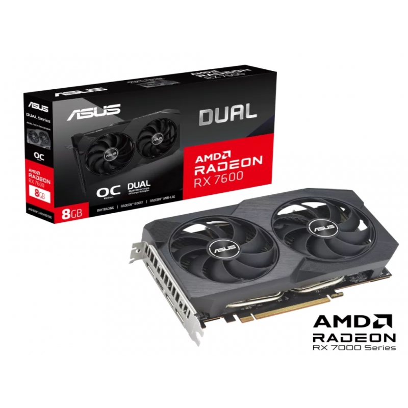 Grafička karta ASUS DUAL-RX7600-08G-V2 AMD/8GB/GDDR6/128bit/crna