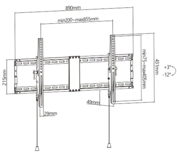 GEMBIRD WM-90T-01 Gembird tilt VESA max 80x40cm 43-90 max.70kg A