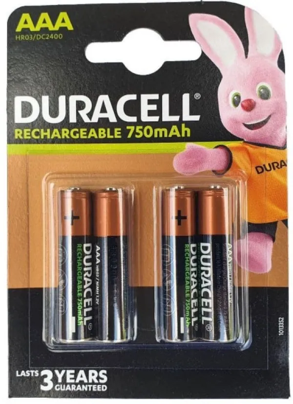 DURACELL Duracell 750mAh AAA R3 MN2400, PAK4 CK,punjive NiMH baterije (rechargeable Duralock StayCharged 3g)