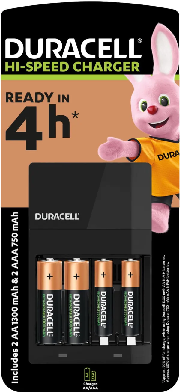 DURACELL Duracell CEF14 PUNJAC + punjive baterije 2xAA NiMH 1300mAH+ 2xAAA 750mAh( Hi speed 4h, auto-OFF)