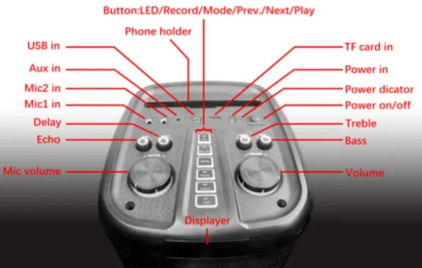 MICROLAB Microlab PT800 karaoke zvucnik 135W, Bluetooth, LED, 7,4V/4500mAh, TWS, Aux, USB, microSD, FM, Mic*2