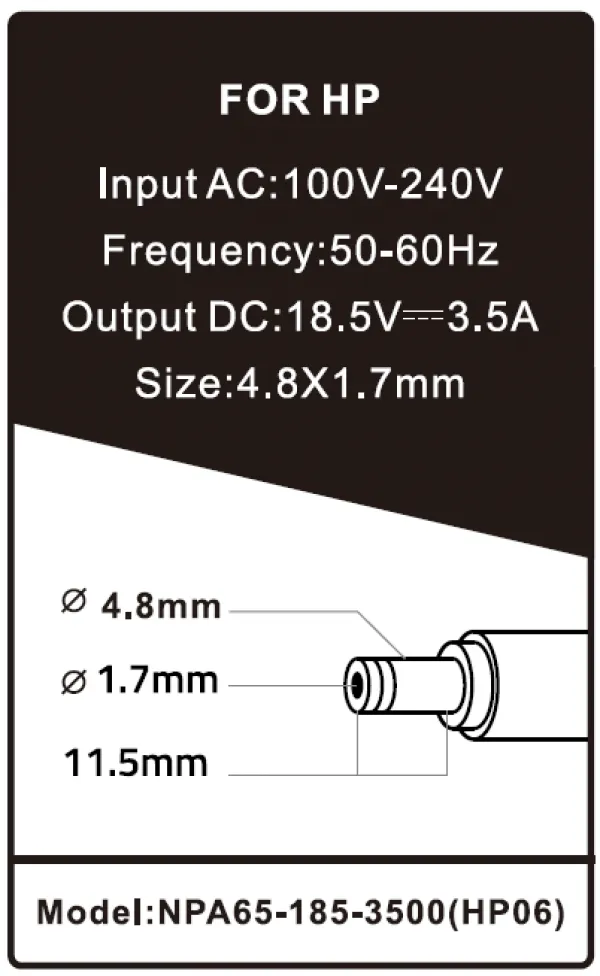 GEMBIRD NPA65-185-3500 (HP06) ** Gembird punjac za laptop 65W-18.5V-3.5A, 4.8x1.7mm yellow (820)