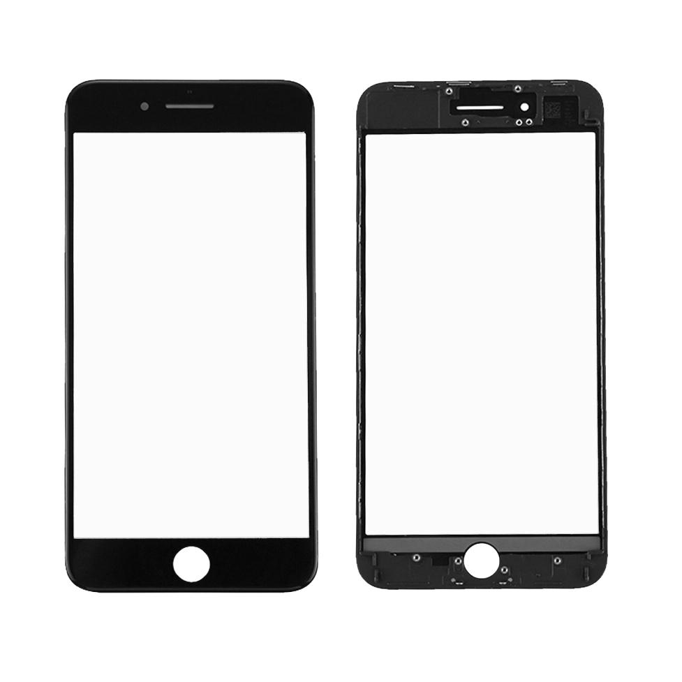 Staklo touchscreen-a + frame + OCA za Iphone 8 Plus Crno (Crown Quality)