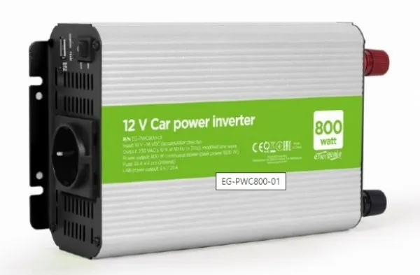 GEMBIRD EG-PWC800-01 Gembird 12V Auto inverter DC/AC 800W+USB port