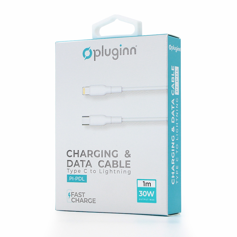 Data Kabl Pluginn PI-PDL 30W Type C na Lightning beli 1m