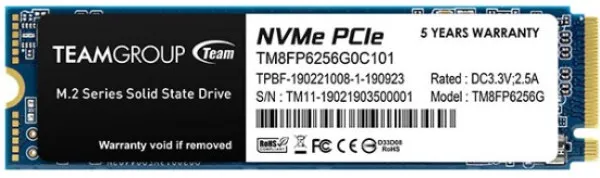 TEAM GROUP TeamGroup M.2 2280 256GB MP33 SSD PCIe Gen3 x4, NVM Express, 1600/1000MB/s TM8FP6256G0C101