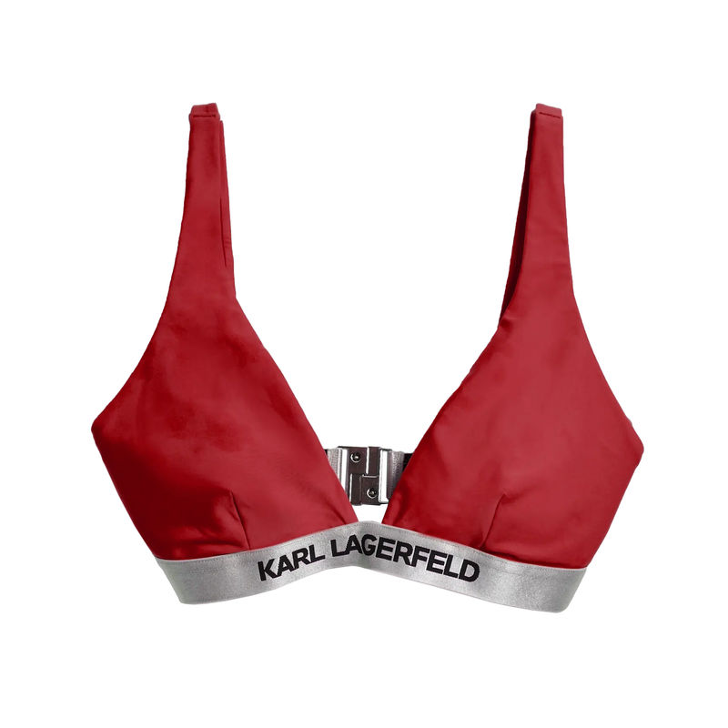 Ženski kupaći gornji deo Karl Lagerfeld logo triangle top w/ elastic
