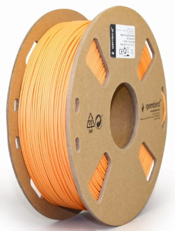 GEMBIRD 3DP-PLA-01-MTO Mat PLA Filament za 3D stampac 1.75mm, kotur 1KG, orange