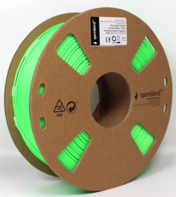 GEMBIRD 3DP-PLA1.75-01-FG PLA Filament za 3D stampac 1.75mm, kotur 1KG plamen sjajan Green