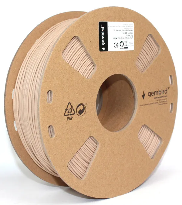 GEMBIRD 3DP-PLA-WD-01-NAT PLA Filament za 3D stampac 1.75mm, kotur 1KG wood natural