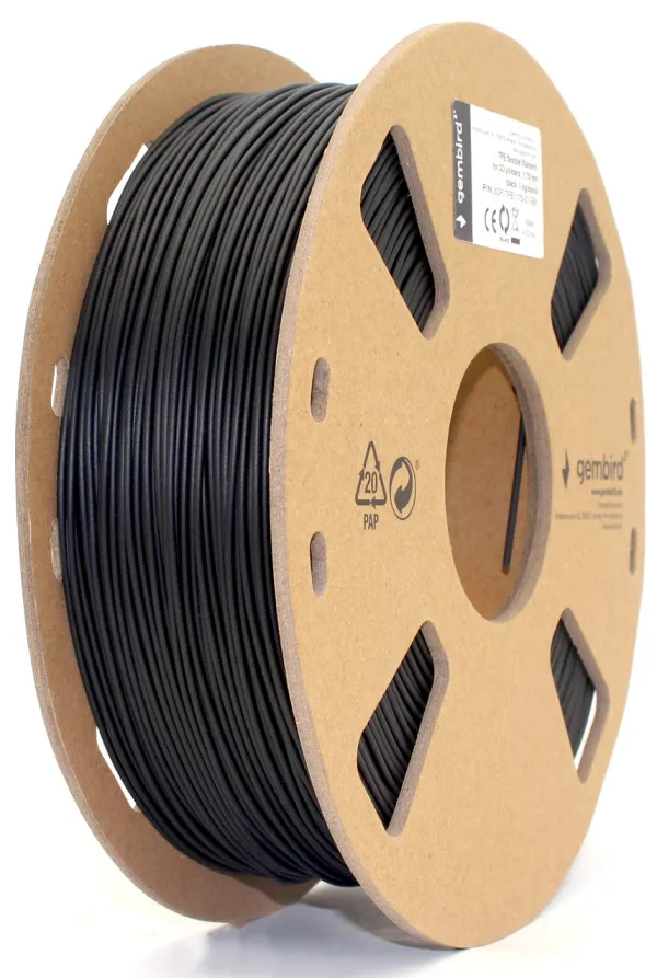 GEMBIRD 3DP-TPE1.75-01-BK TPE FLEKSIBILNI Filament za 3D stampac 1,75mm kotur 1KG BLACK