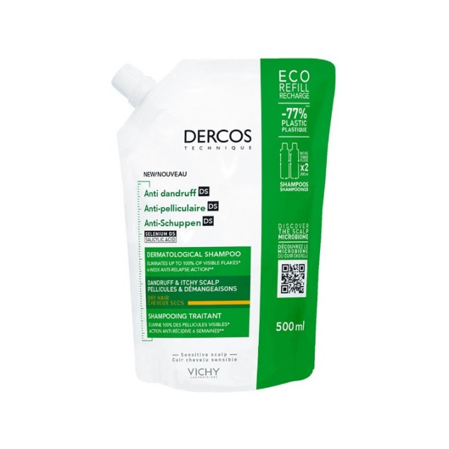 VICHY DERCOS ANTI-DANDRUFF ŠAMPON PROTIV PERUTI ZA SUVU KOSU 500ML REFILL