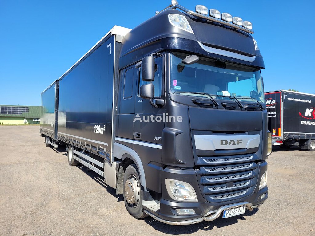 DAF XF 450 kamion sa klizna zavesa cerada + prikolica sa kliznom ceradom